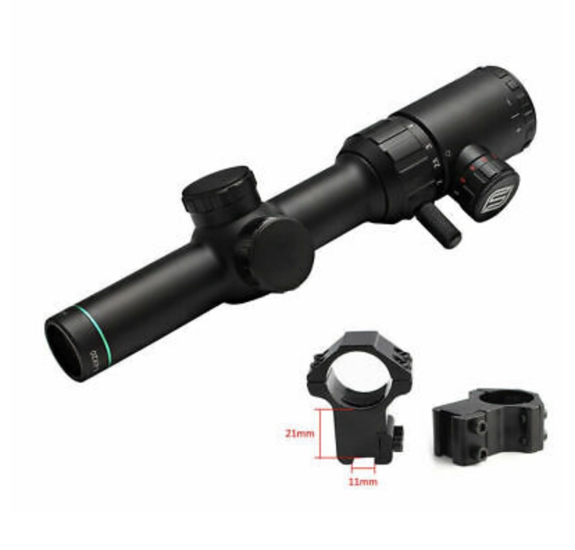 Hunting Rifle scope 1-4x20 Red Green Illuminated Mil Dot Reticle Optics ...