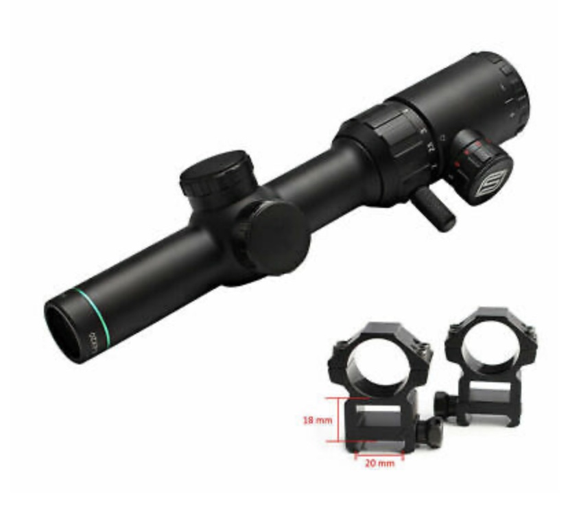 Hunting Rifle scope 1-4x20 Red Green Illuminated Mil Dot Reticle Optics ...